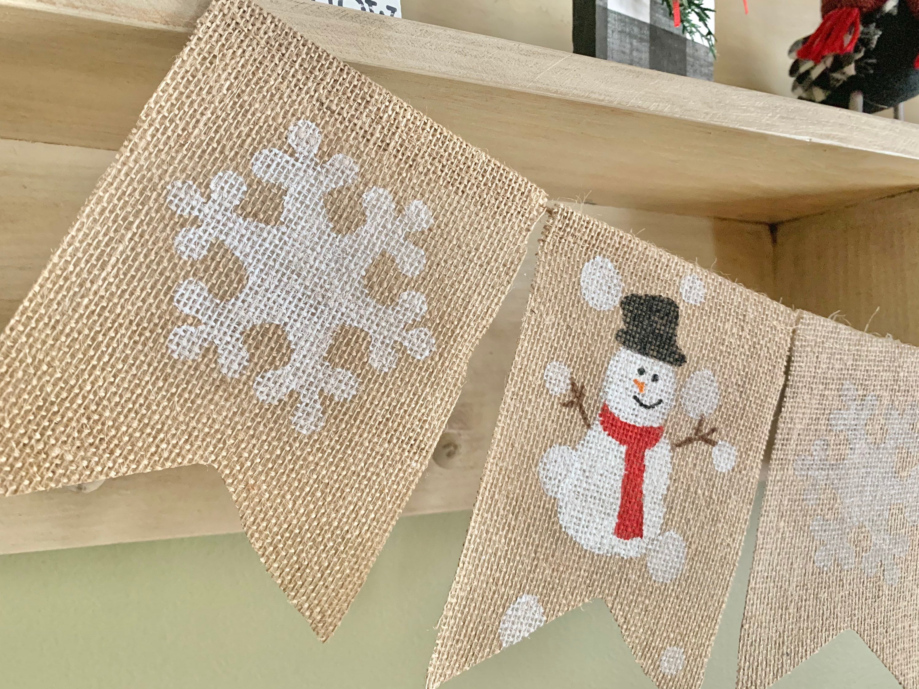 Snowman Banner Snowman Burlap Banner Winter Banner - Etsy