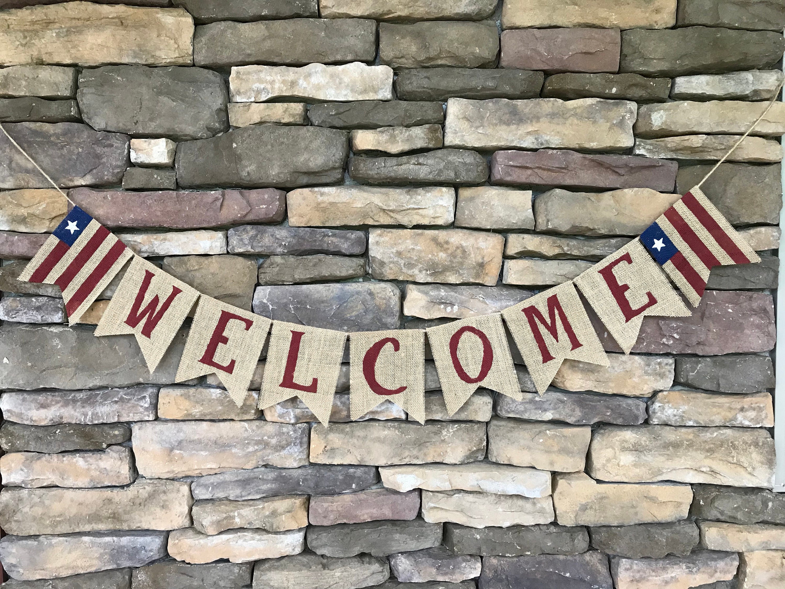 Welcome banner Welcome burlap banner Welcome burlap garland | Etsy