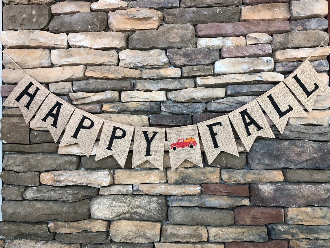Happy Fall Burlap Banner Happy Fall Banner Fall Banner | Etsy