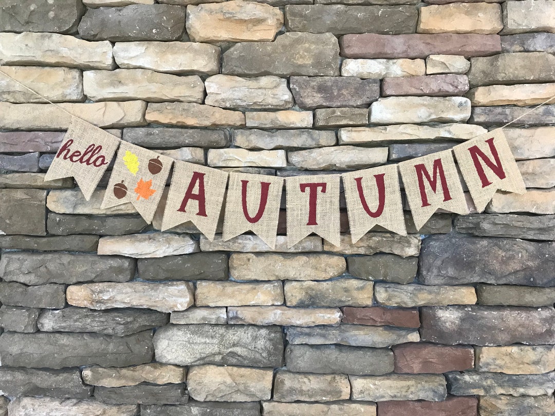 Fall Burlap Banner, Fall Banner, Fall Garland, Hello Autumn Banner ...