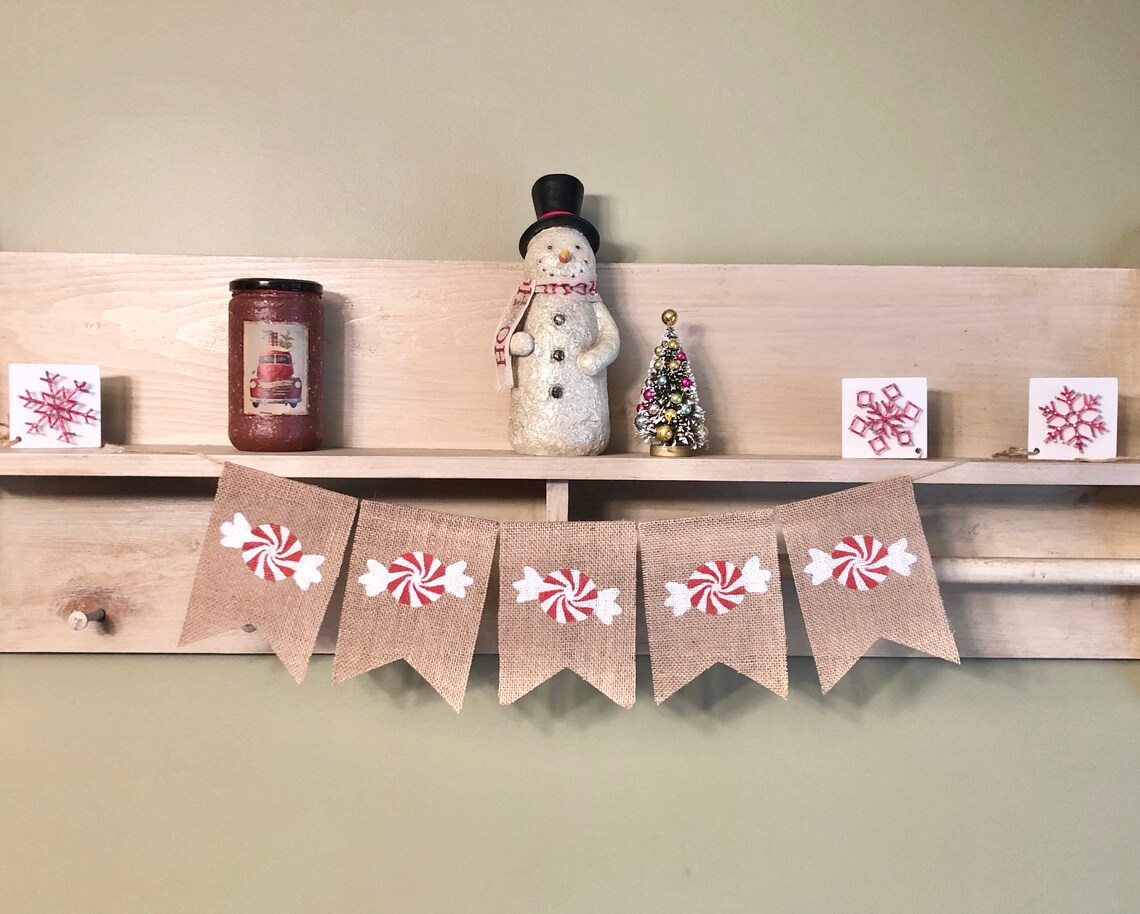 Peppermint Banner, Peppermint Christmas Banner, Peppermint Burlap ...
