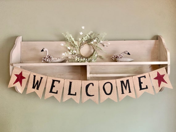 Welcome Banner Welcome Burlap Banner Welcome Burlap Garland - Etsy