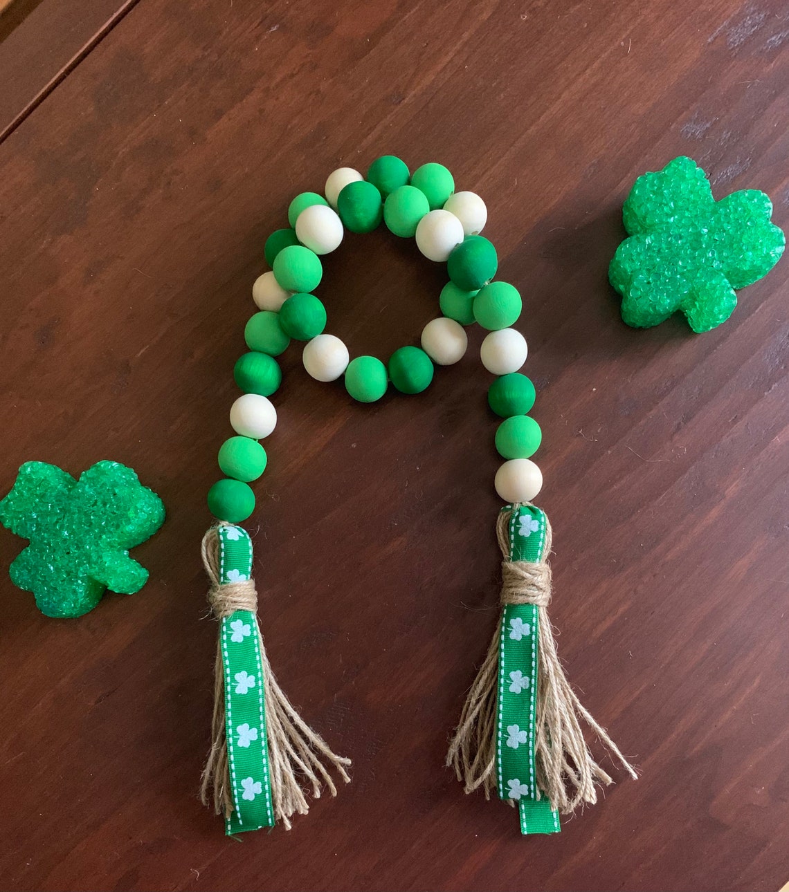 St. Patricks Day bead garland wood bead garland | Etsy