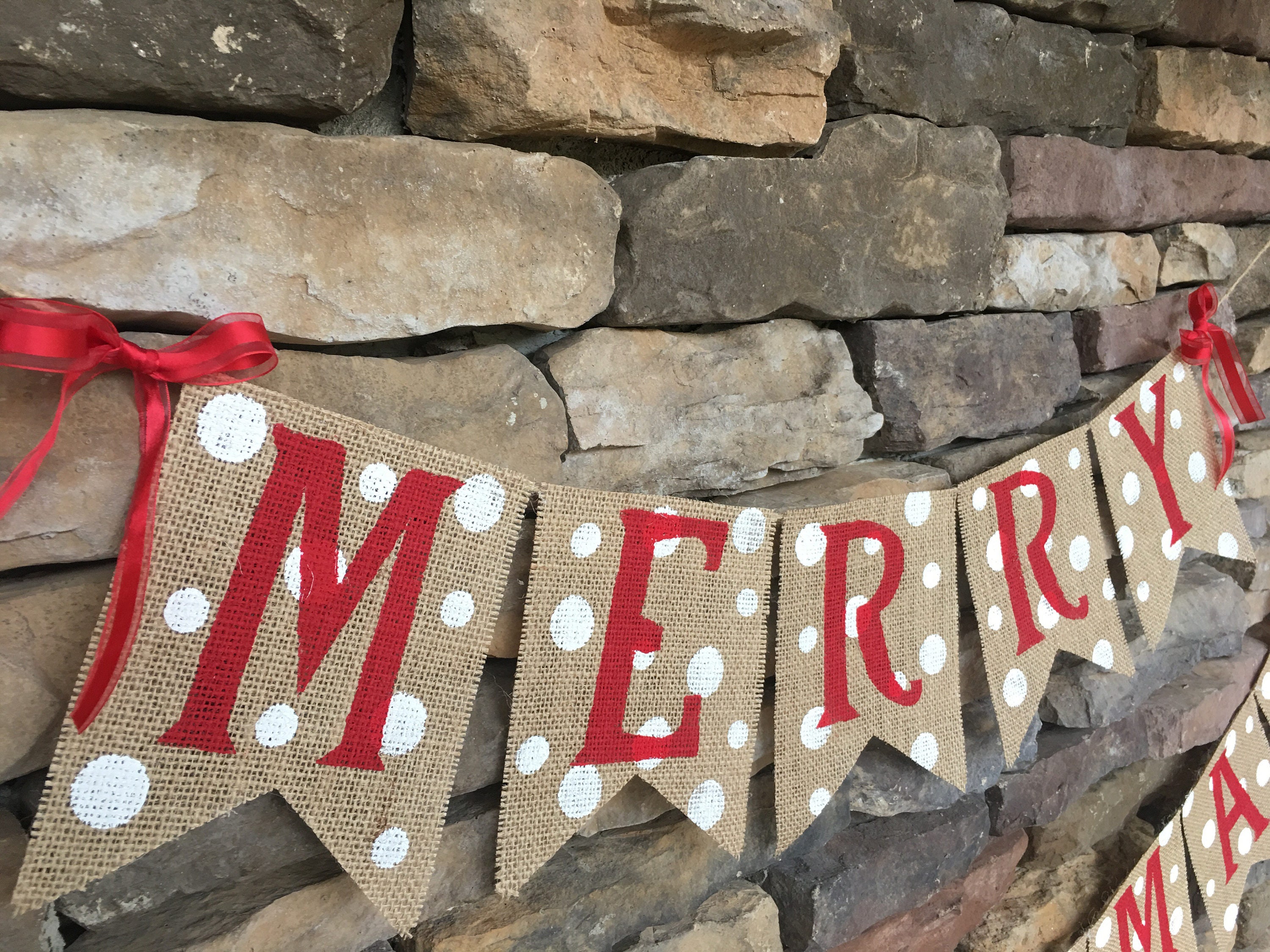 Merry Christmas Banner Merry Burlap Banner Christmas Banner | Etsy