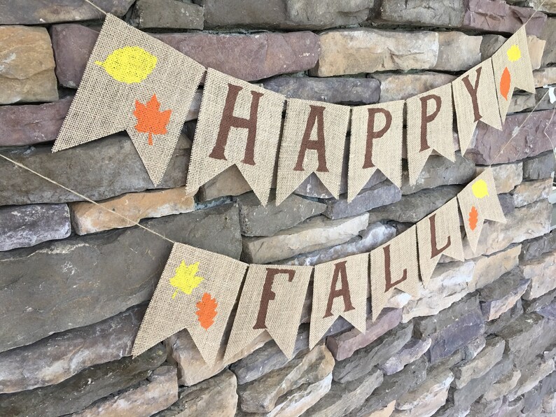 Happy Fall Burlap Banner, Happy Fall Banner, Burlap Banner, Fall Banner ...