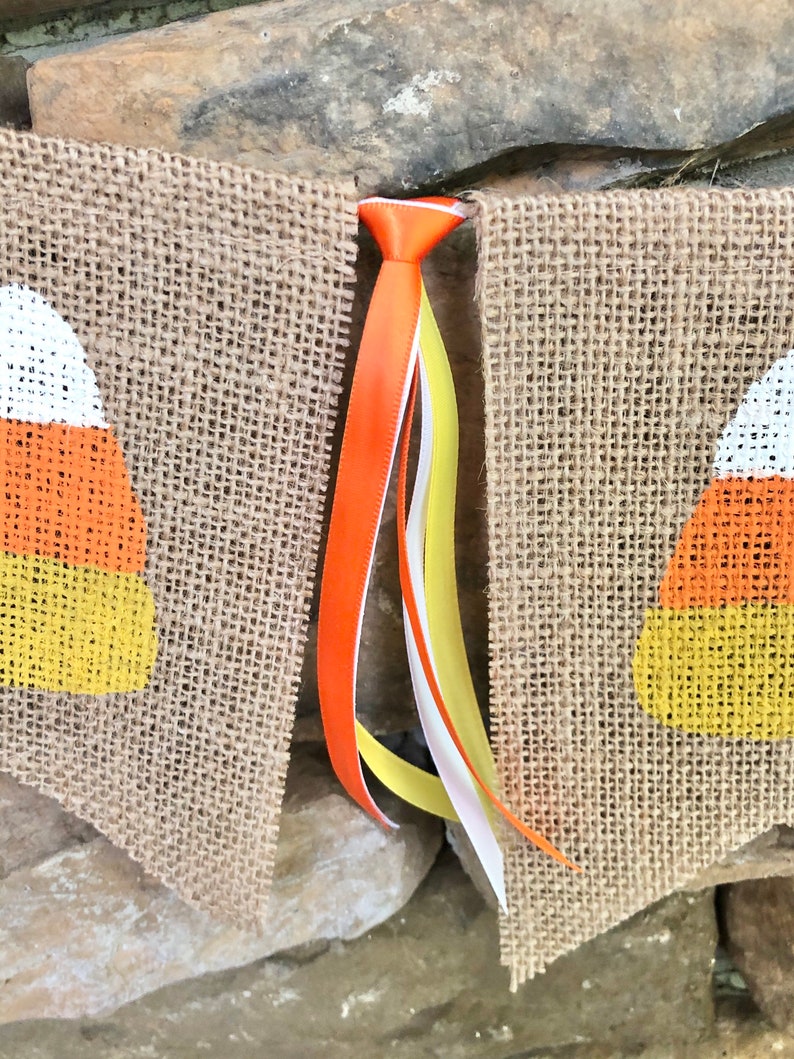 Candy Corn Burlap Bunting, Candy Corn Bunting, Candy Corn Decor, Fall ...