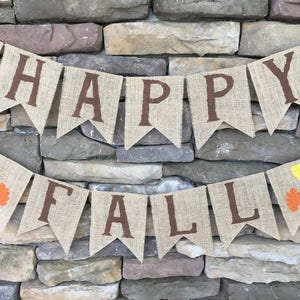 Happy Fall Burlap Banner, Happy Fall Banner, Burlap Banner, Fall Banner ...