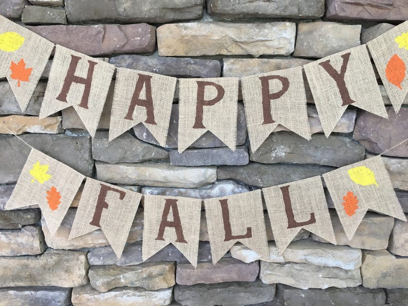 Happy Fall Burlap Banner Happy Fall Banner Burlap Banner - Etsy