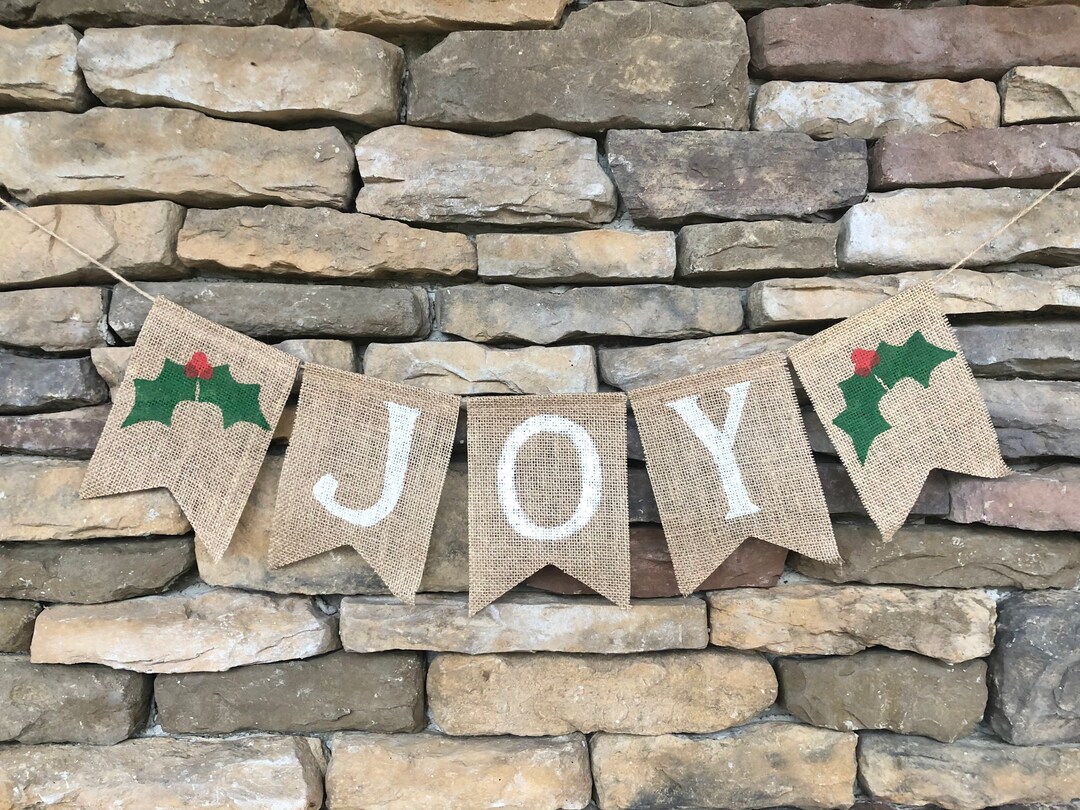 Joy Christmas Banner, Holly Berry Banner, Christmas Mantel Decor, Joy ...