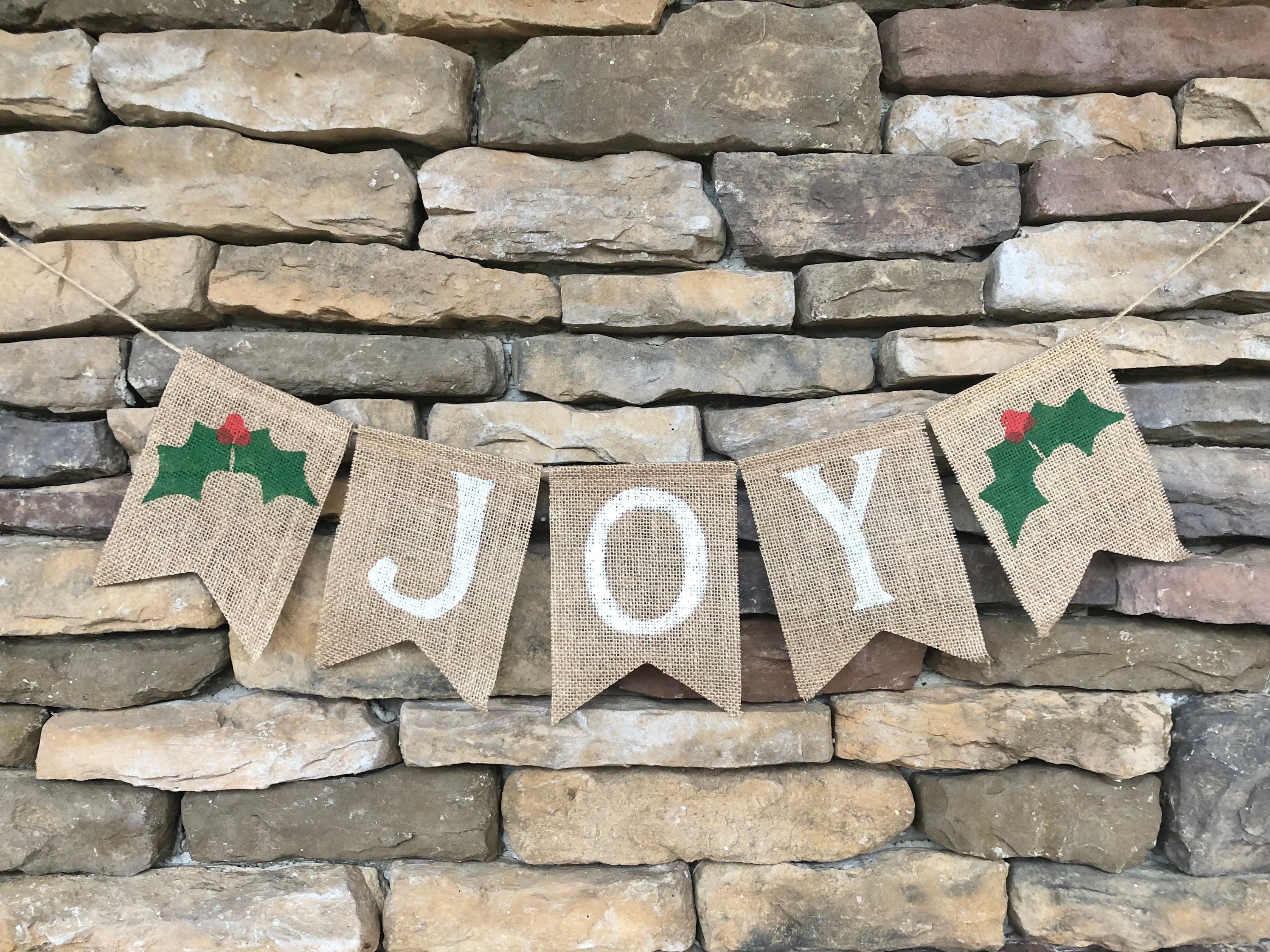 Joy Christmas Banner Holly Berry Banner Christmas Mantel | Etsy