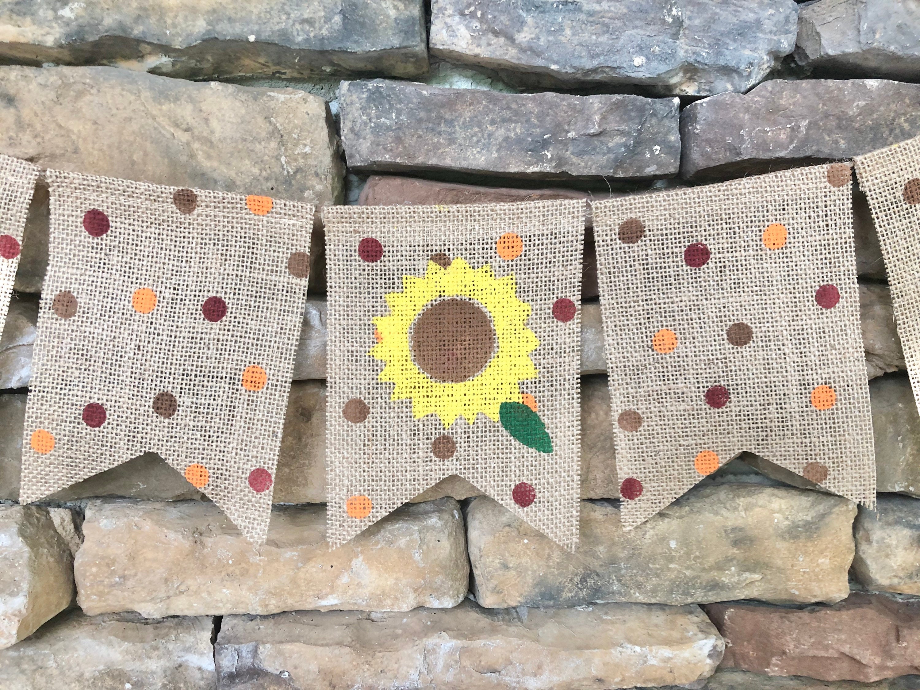 Sunflower Banner Sunflower Burlap Banner Fall Banner | Etsy