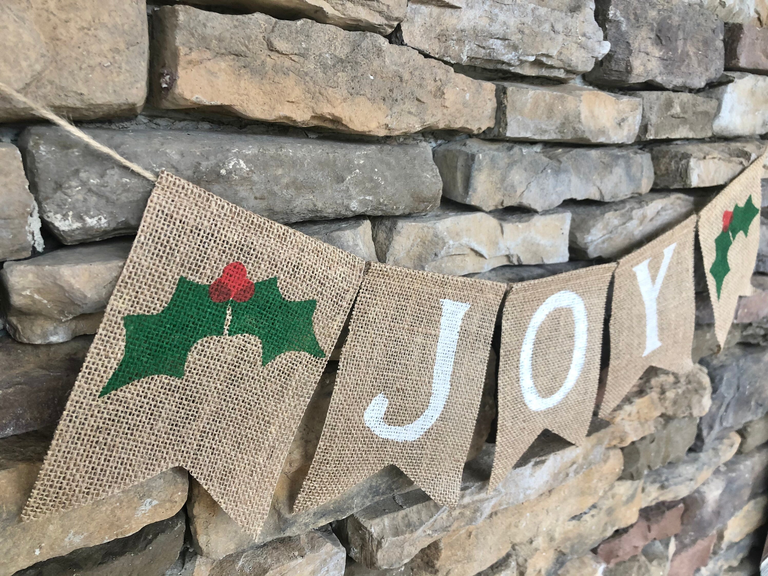 Joy Christmas Banner Holly Berry Banner Christmas Mantel | Etsy