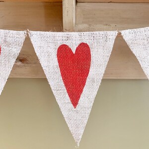 Valentine Burlap Banner, Valentine's Day Decor, Heart Bunting, Heart ...
