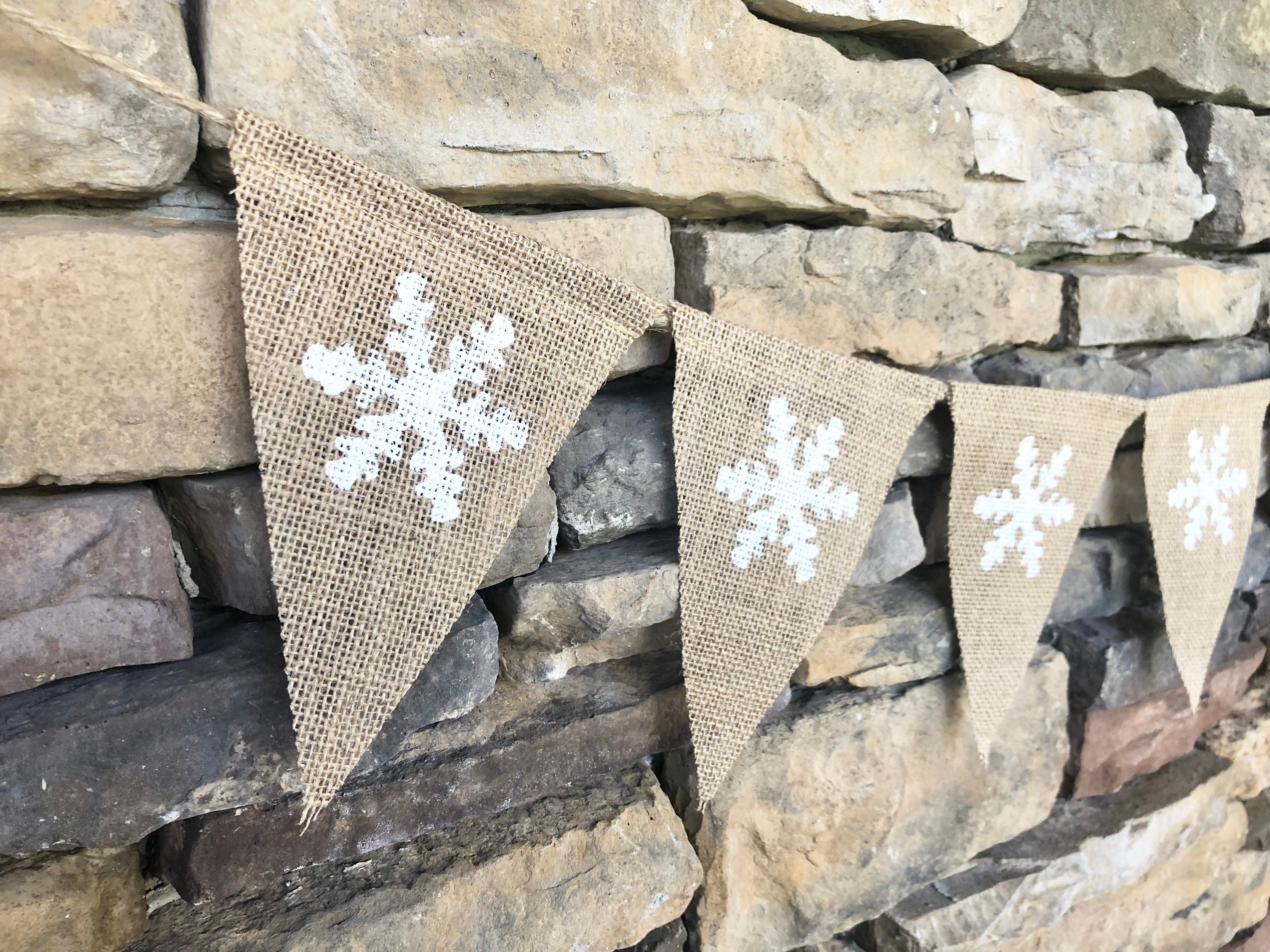 Snowflake banner Snowflake burlap banner Winter banner | Etsy