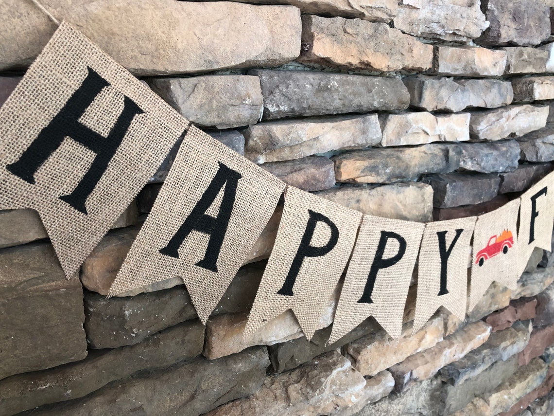 Happy Fall Burlap Banner Happy Fall Banner Fall Banner | Etsy