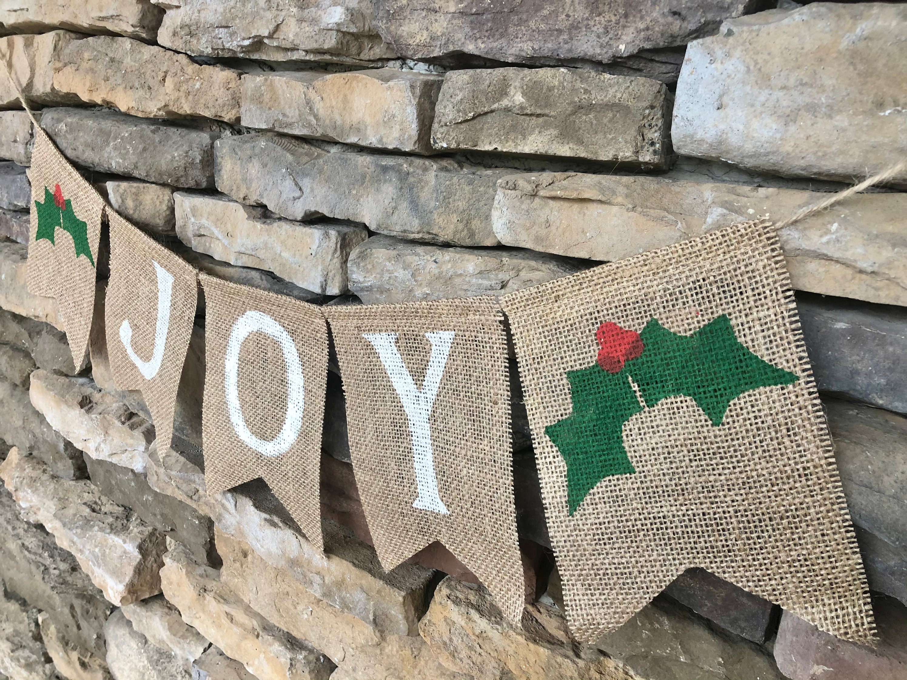 Joy Christmas Banner Holly Berry Banner Christmas Mantel | Etsy