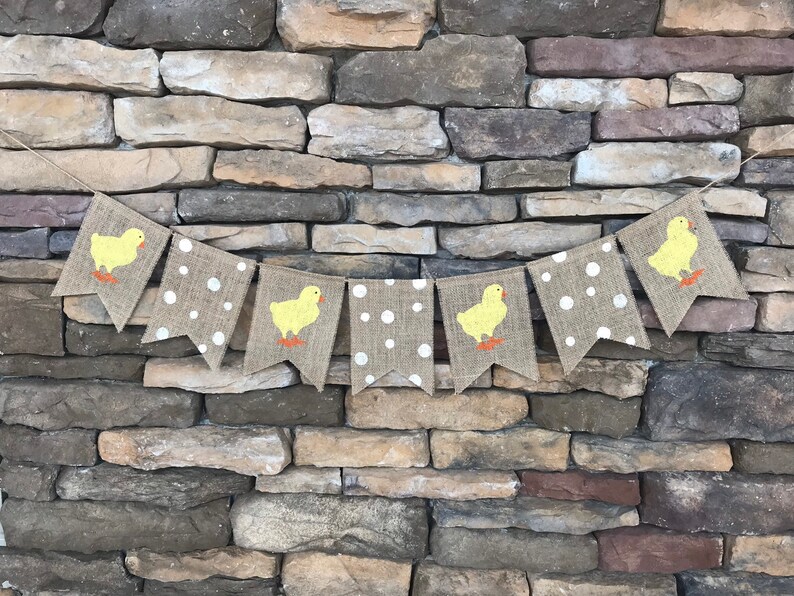 Chick Burlap Banner, Chick Banner, Easter Garland, Easter Decor, Easter ...