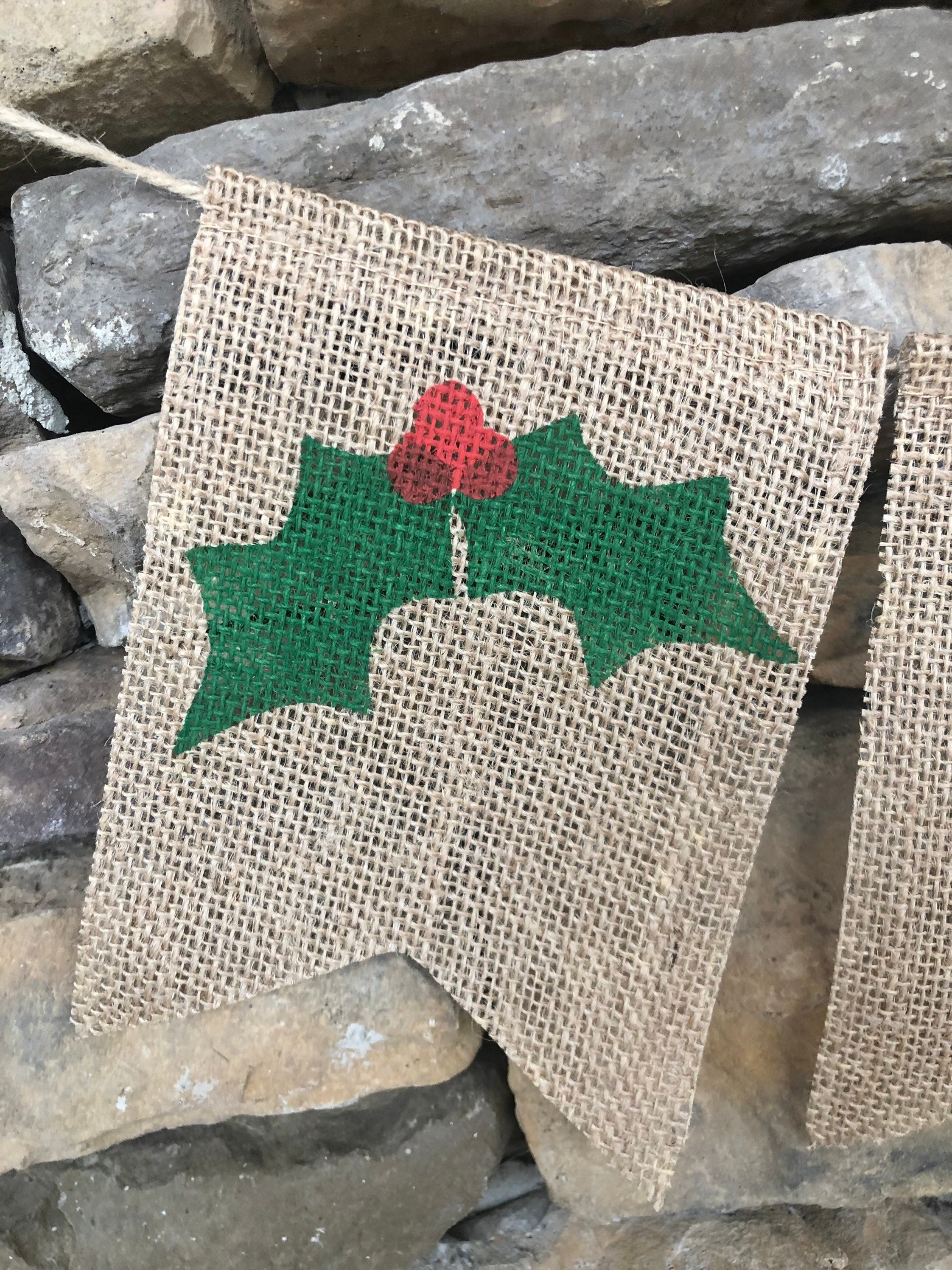 Joy Christmas Banner Holly Berry Banner Christmas Mantel | Etsy