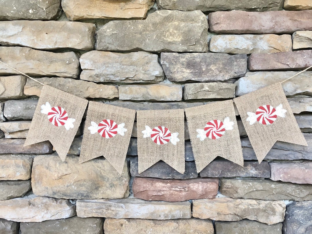 Peppermint Banner, Peppermint Christmas Banner, Peppermint Burlap ...