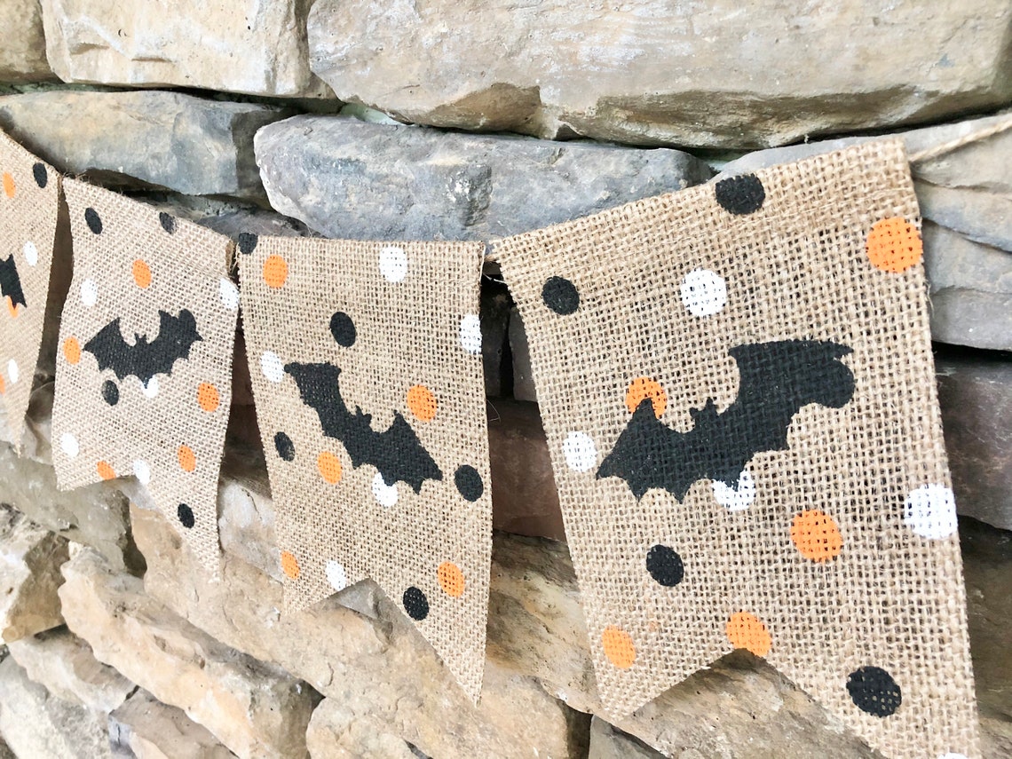 Halloween Burlap Banner, Bat Banner, Bat Burlap Banner, Halloween ...
