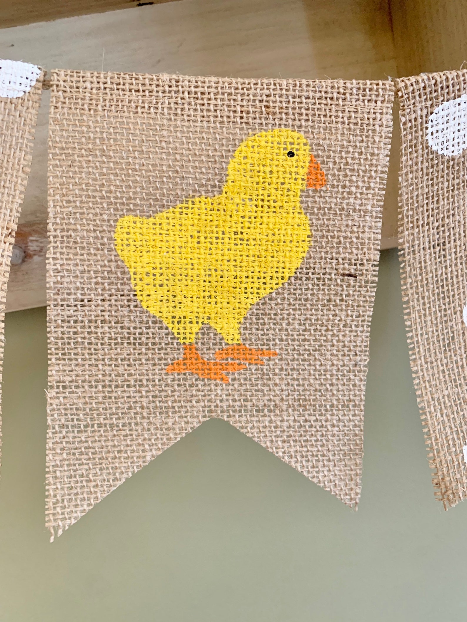 Chick Burlap Banner, Chick Banner, Easter Garland, Easter Decor, Easter ...