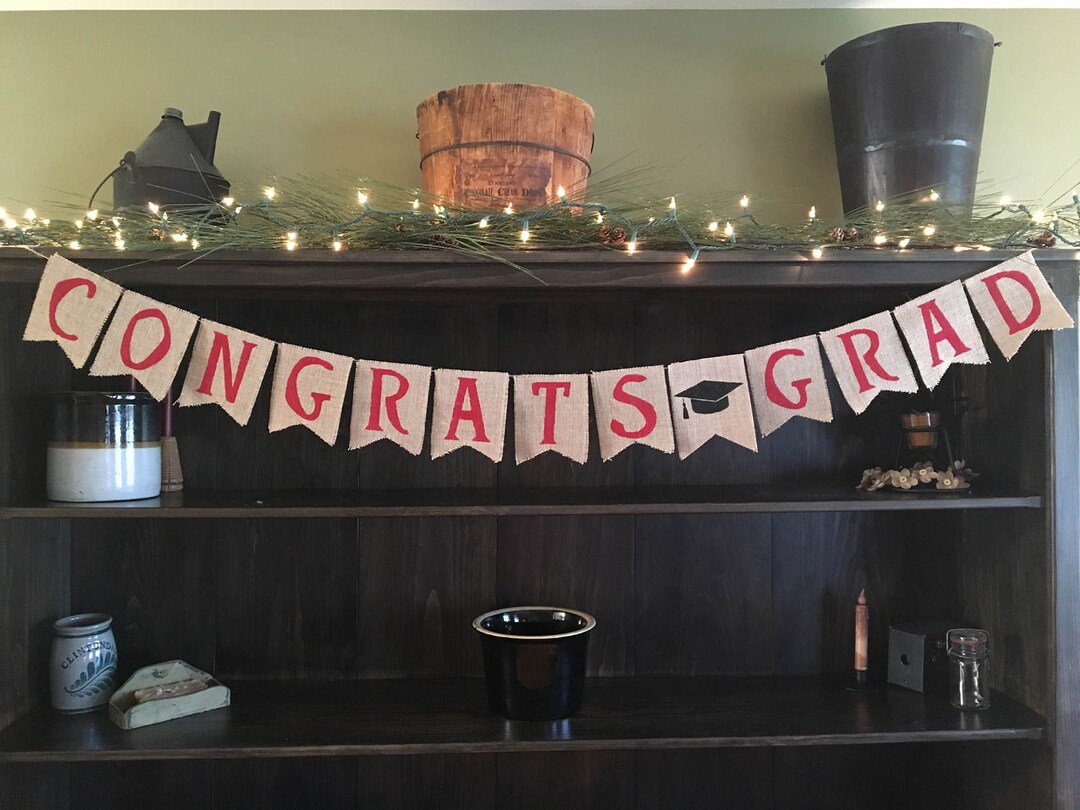 Graduation Burlap Banner, Class of Banner, Graduation Party Decor ...