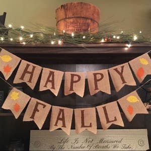 Happy Fall Burlap Banner, Happy Fall Banner, Burlap Banner, Fall Banner ...