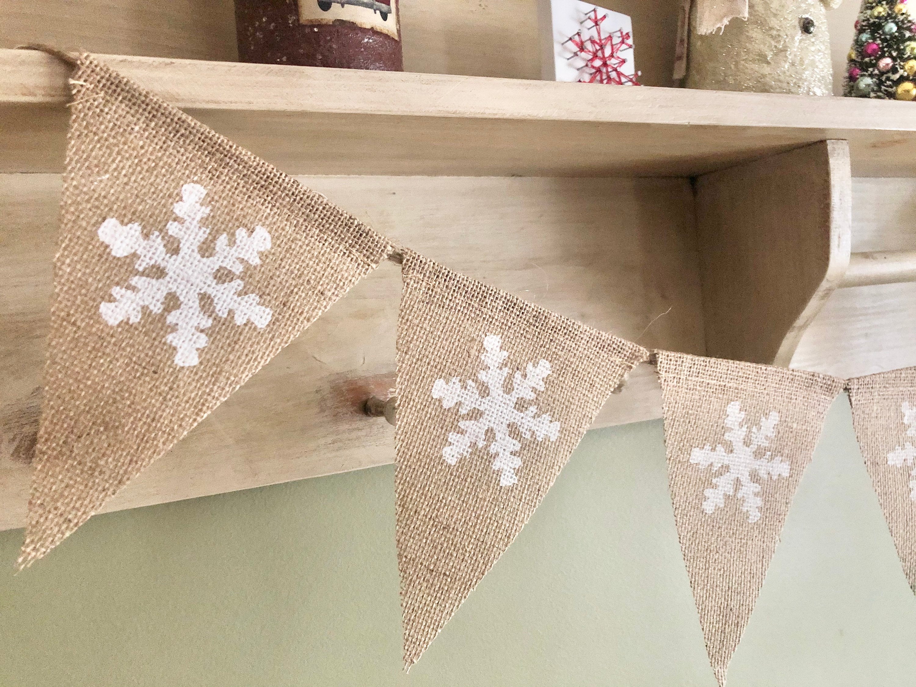 Snowflake Banner, Snowflake Burlap Banner, Winter Banner, Christmas ...