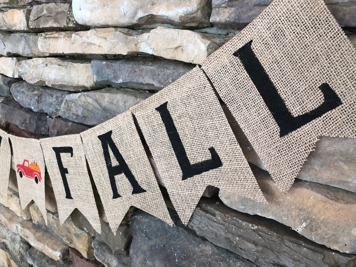 Happy Fall Burlap Banner Happy Fall Banner Fall Banner | Etsy