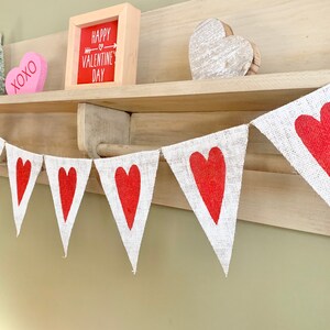 Valentine Burlap Banner, Valentine's Day Decor, Heart Bunting, Heart ...