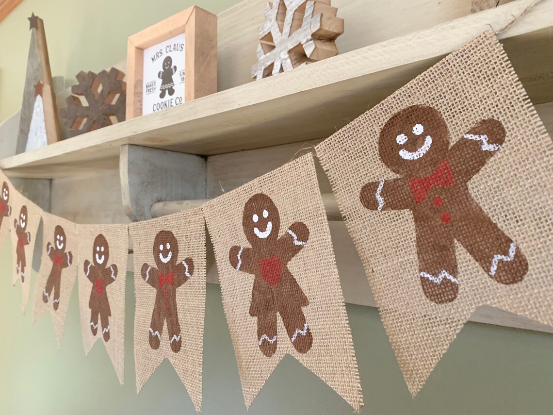 Gingerbread Banner, Gingerbread Christmas Banner, Gingerbread Burlap ...