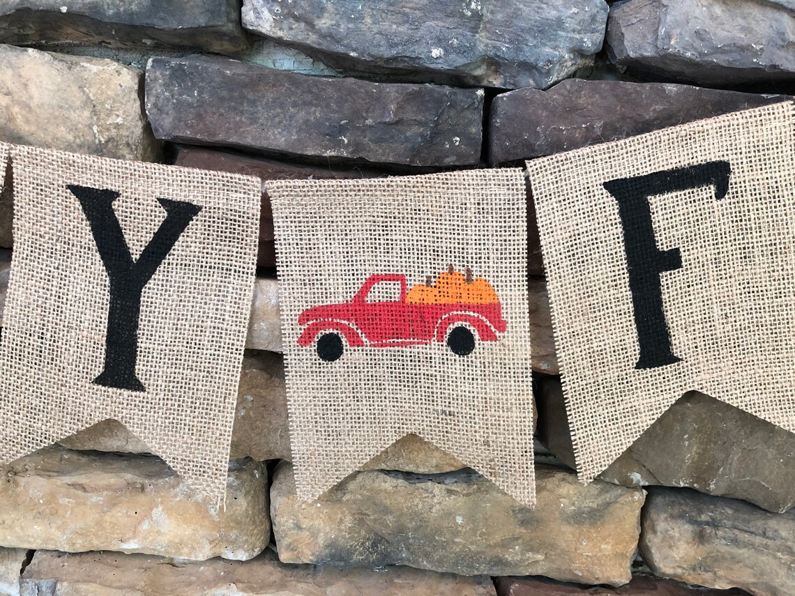 Happy Fall Burlap Banner Happy Fall Banner Fall Banner | Etsy