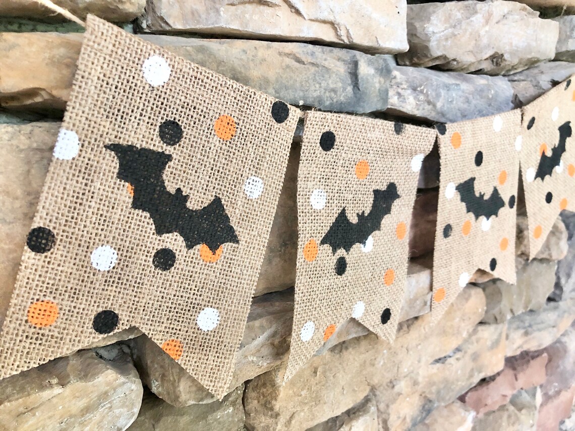 Halloween Burlap Banner, Bat Banner, Bat Burlap Banner, Halloween ...