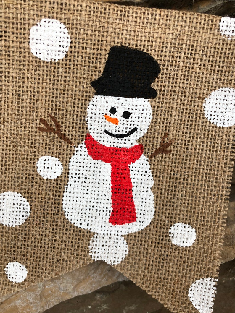 Snowman Banner Snowman Burlap Banner Winter Banner - Etsy