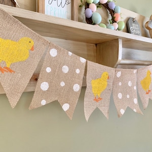 Chick Burlap Banner, Chick Banner, Easter Garland, Easter Decor, Easter ...