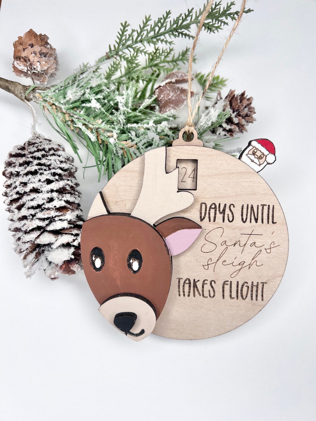 Christmas Countdown Ornament, Reindeer Ornament, Christmas Ornament ...
