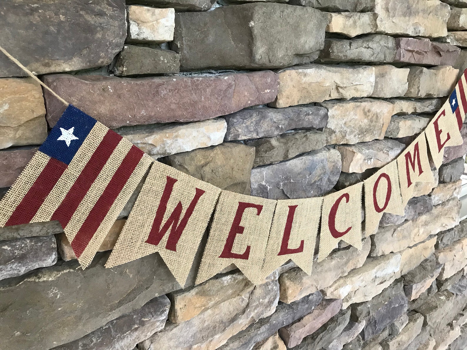 Welcome Banner, Welcome Burlap Banner, Welcome Burlap Garland, 4th of ...