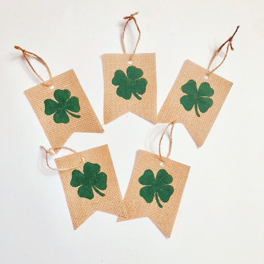 Shamrock Tags, Shamrock Burlap Tags, Shamrock Tree Ornaments, Saint ...