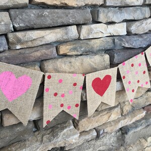 Valentine Banner, Valentine Burlap Banner, Valentine's Day Decor, Heart ...