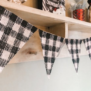 Buffalo Plaid Banner, Buffalo Plaid Burlap Banner, Christmas Banner ...