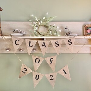 Graduation Burlap Banner, Class of Banner, Graduation Party Decor ...