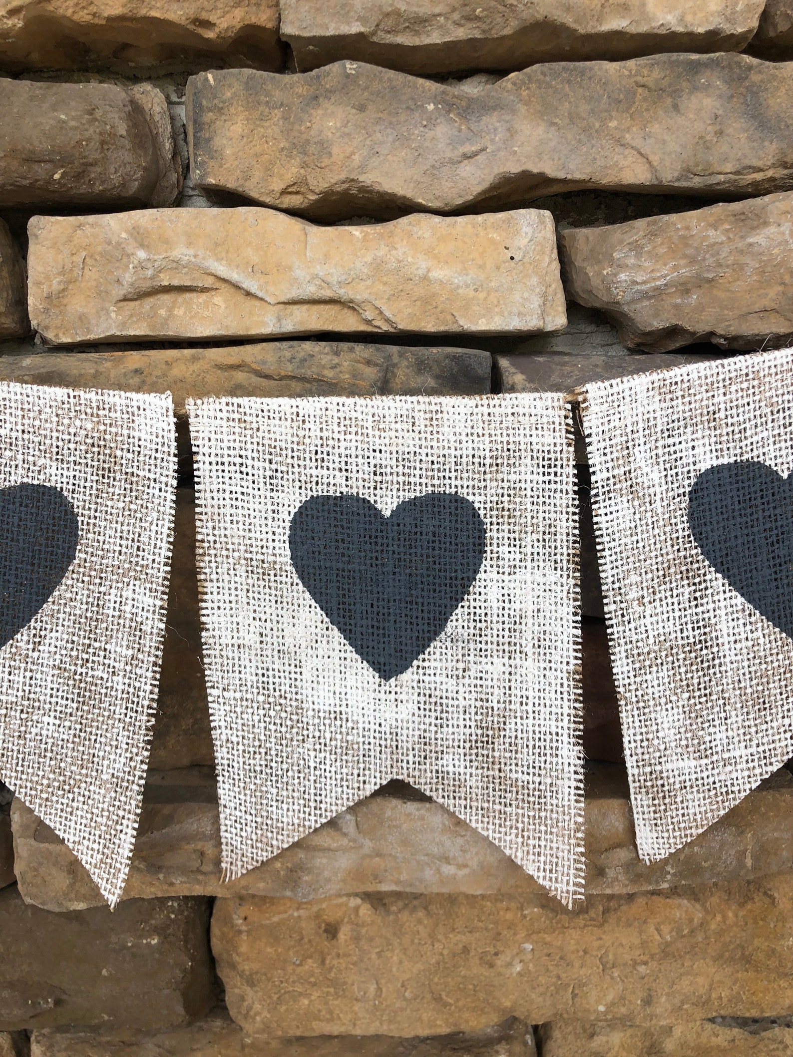 Rustic Heart Banner, Heart Banner, Valentine's Day Decor, Heart Bunting ...