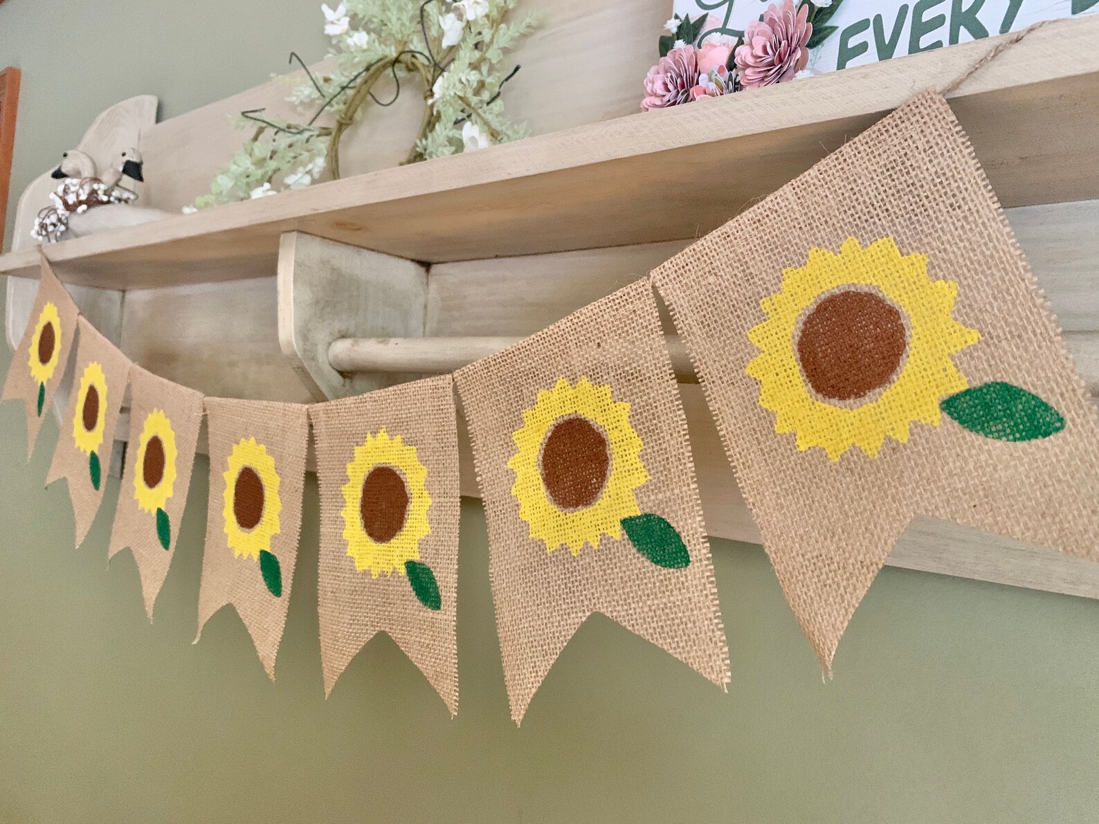 Sunflower banner sunflower burlap banner fall banner | Etsy