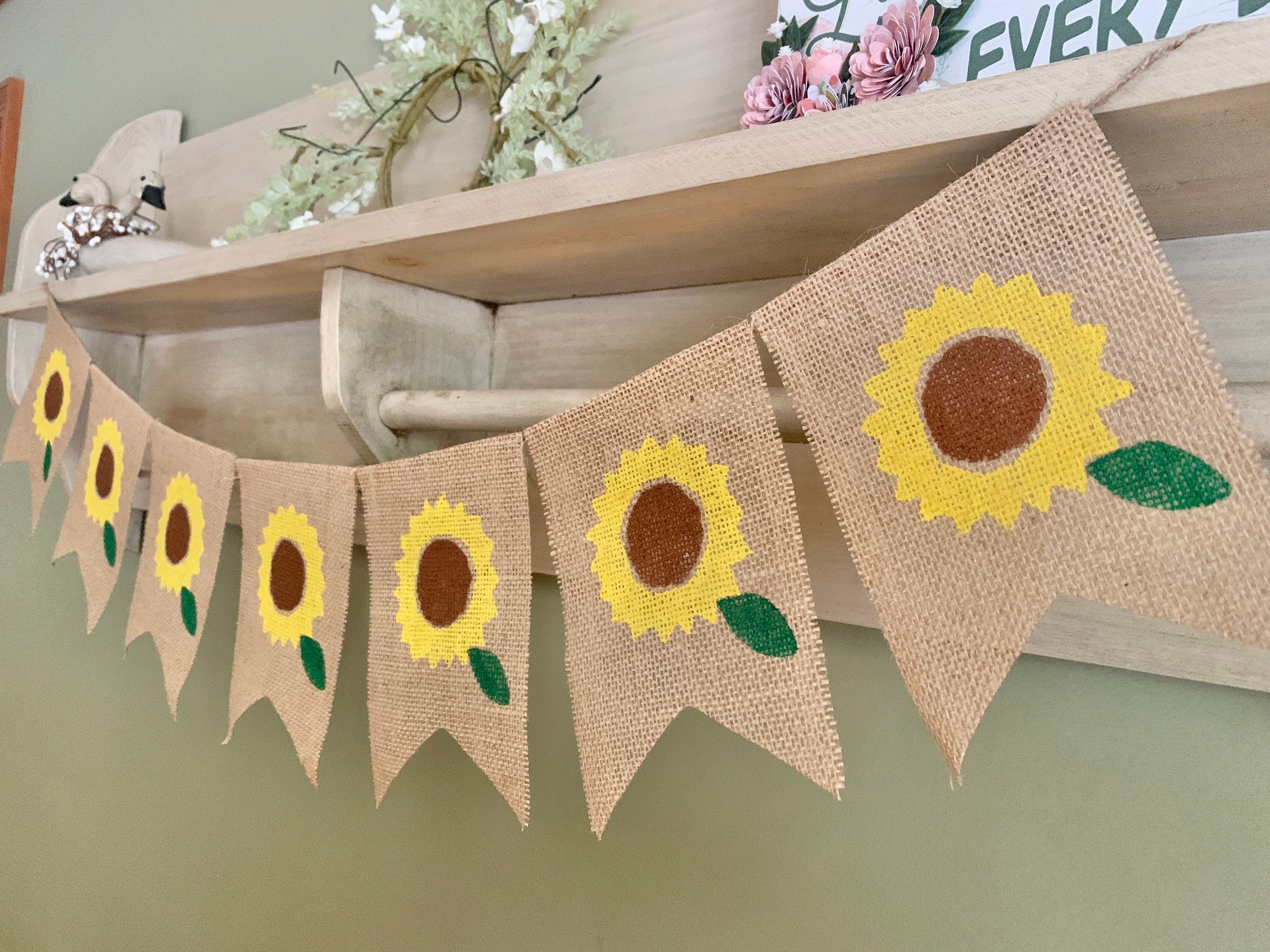 Sunflower Banner, Sunflower Burlap Banner, Fall Banner - Etsy