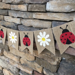 Ladybug Banner, Daisy Banner, Ladybug and Daisy Banner, Ladybug Burlap ...