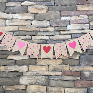 Valentine Banner, Valentine Burlap Banner, Valentine's Day Decor, Heart ...