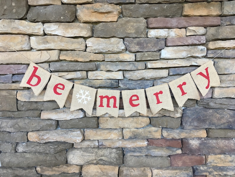 Be Merry Burlap Banner Be Merry Banner Christmas Banner | Etsy