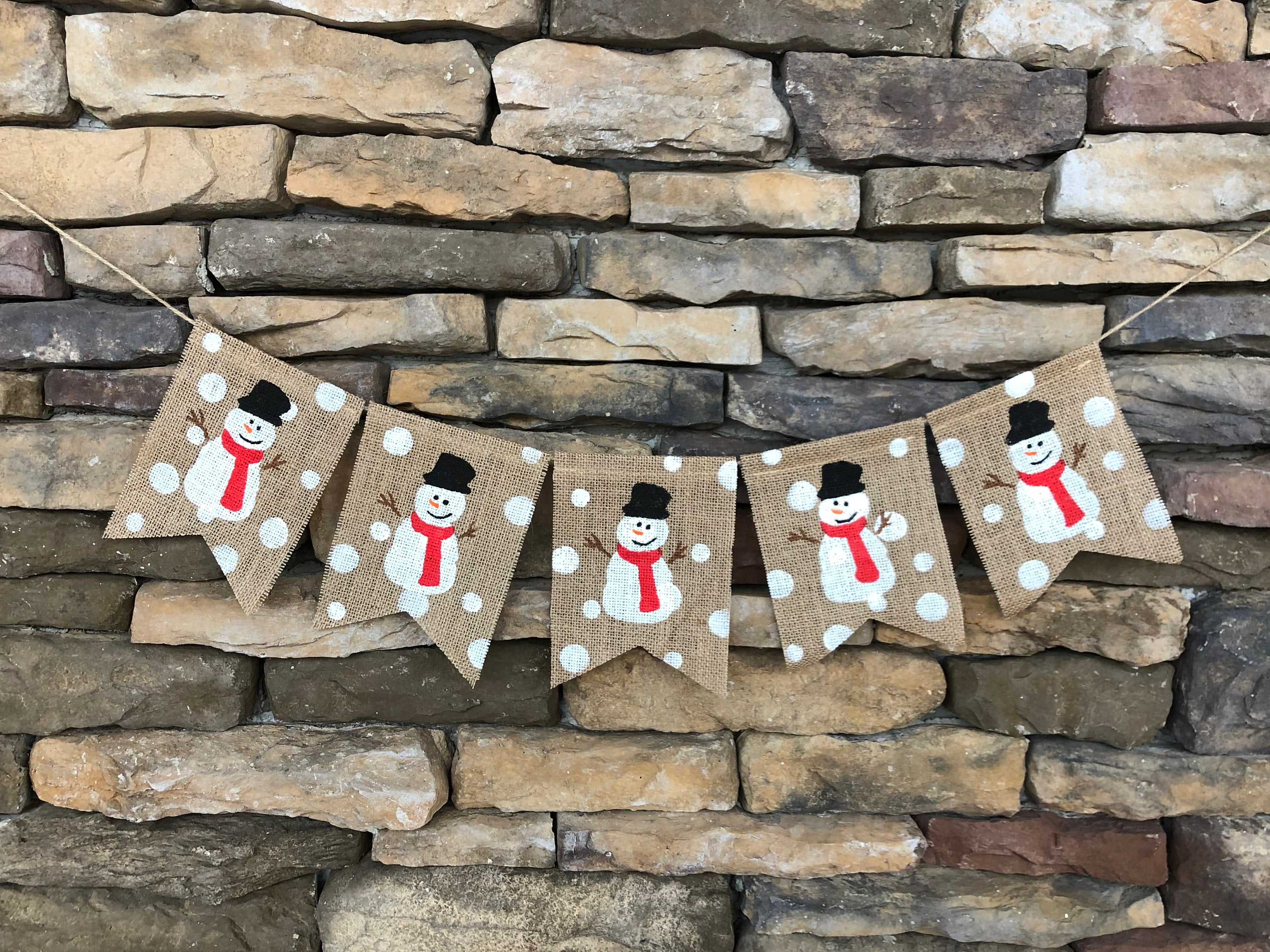 Snowman banner snowman burlap banner winter banner | Etsy