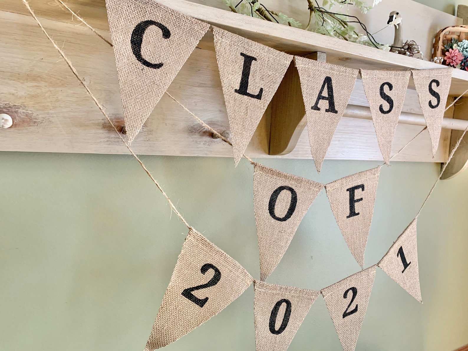 Graduation Burlap Banner, Class of Banner, Graduation Party Decor ...