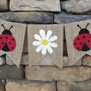 Ladybug Banner, Daisy Banner, Ladybug and Daisy Banner, Ladybug Burlap ...